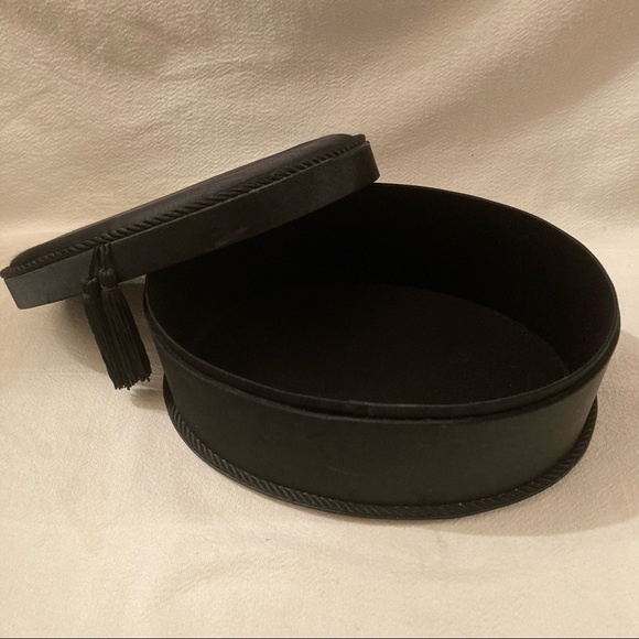 Storage & Organization | Oval Black Satin Jewelry Box | Poshmark
